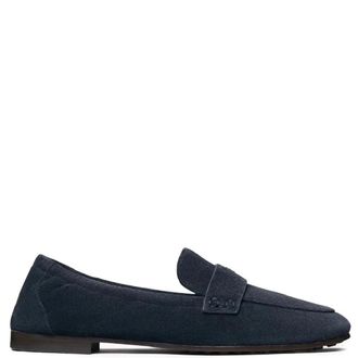 Tory Burch Velvet Suede Ballet Loafers With Subtle Metallic E - Gr. 7_5 - in Schwarz