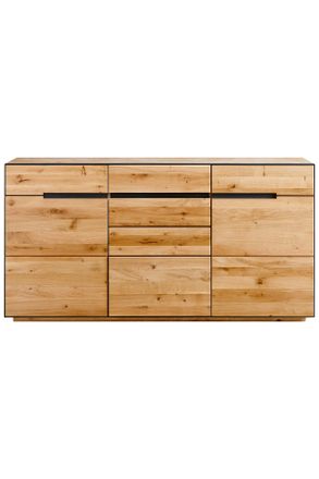 Linea Natura Sideboard Kelio, Eiche, Holzwerkstoff, Wildeiche, furniert, massiv, teilmassiv, 2 F&auml;cher, 4 Schubladen, 165x85x42 cm, Beim&ouml;bel erh&auml;ltlich, Holzm&ouml;bel, 
