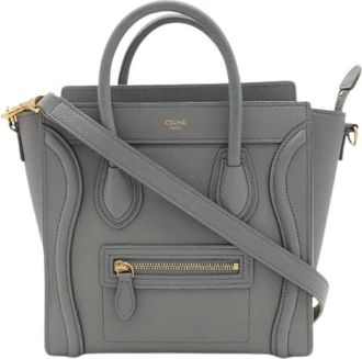 Celine Pre-owned Luggage Nano Shopper Calfskin 2way Bag - Femme - Pre-owned - Gris - Taille: ONE Size
