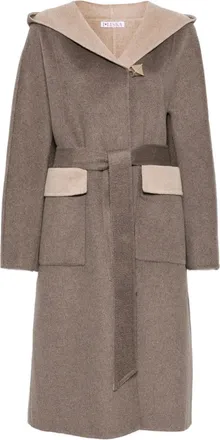 Liska manteau ceinturé à capuche - Marron