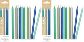 ScrapCooking 12x Lange Kerzen Blau & Silber 12 cm - Geburtstagskerzen fur Torten, Geburtstag - Geburtstagsdeko XXL Kinder & Erwachsene, Geburtstagstorte Kerze Deko