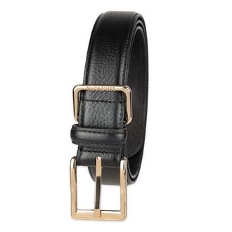 Tommy Hilfiger Ceinture habill&eacute;e en cuir v&eacute;ritable &agrave; double boucle pour homme, noir, Small (30-32)