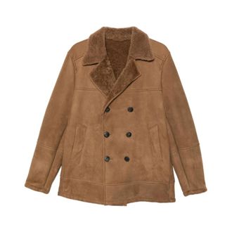 Boglioli Doppelreihige Lammfelljacke aus Leder - - Jackets - Herren - Braun - XL