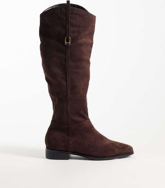 Public Desire Trench - Reiterstiefel aus Wildlederimitat in Braun