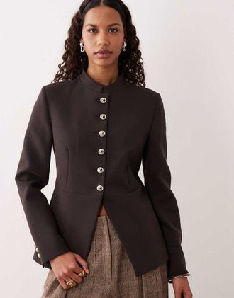 Mango Veste utilitaire &agrave; col montant - Marron-Brown