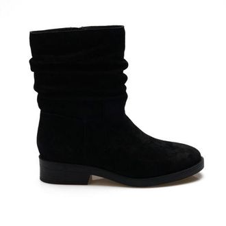 Lands End Veloursleder-Boots mit locker sitzendem Schaft, Damen, Größe:41H regular, Schwarz, Rauleder, by Lands End
