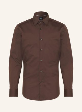 HUGO BOSS Hemd Hank Slim Fit braun