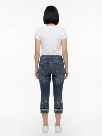 Dolce & Gabbana Embellished Cropped Denim Jeans - Blue