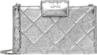 Tory Burch Femme, Accessoires, Gris, Taille: ONE Size Mini Fleming Metallic Crossbody