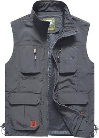 Generic Gilet dext&eacute;rieur pour homme - Sans capuche - Avec poches - Gilet dhiver ultra l&eacute;ger - Couleur unie - Avec fermeture &eacute;clair - Gilet softshell - Grandes