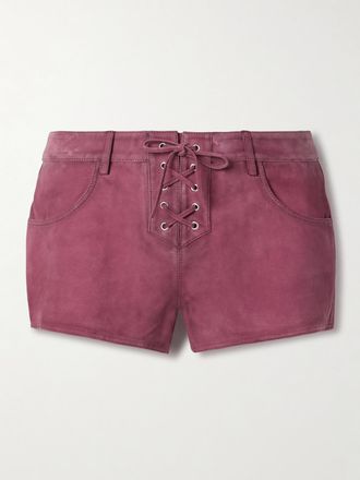 Isabel Marant Vanel Shorts Aus Veloursleder Mit Schn&uuml;rung - Lila