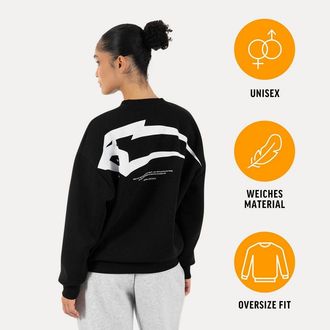 Smilodox Sweatshirt Tane, Herren & Damen Unisex Oversize Pullover mit Backprint & Logo weiches Material, Frontlogo, Rundhals, Oversize, Streetwear