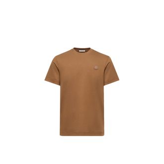 Moncler Moncler Double Leather Logo Cotton T-shirt, Homme, Marron, Taille: 3xl