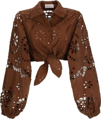 Saint Barth Femme, Blouses et Chemises, Brun, Taille: 40 FR Febe Cropped Shirt