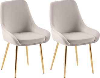 Clp Esszimmerstühle 2er Set ergonomisch Elmira, gepolster Sessel mit Armlehne, Stabiler Metallrahmen, pflegeleichter Samtbezug, modern, Farbe:grau, Materi