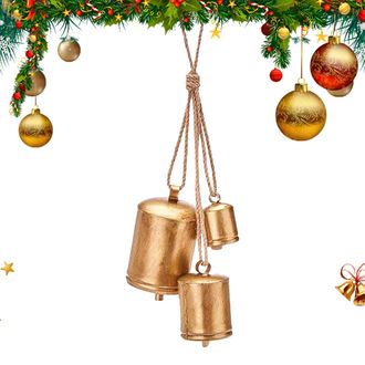 Generic Glocken Weihnachtsdekoration, dekorative Glocken | Weihnachtsdeko antike Glocken mit Juteseil - Urlaubsdekoration, Shabby Chic, Set mit 3 Glocken in v