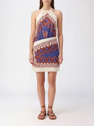 Johanna Ortiz Etuikleid aus Baumwolle mit Neckholder und Blumenprint