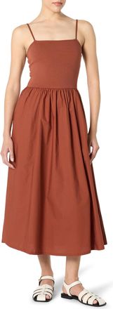 The Drop Robyn Mixed Media Spaghetti Strap Midi Dress Kleider, Gebranntes Henna, XXS