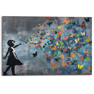 Reinders Wandbild, M&auml;dchen im Stil von Banksy, Teenager Zimmer, Bilder, Wanddeko, Room Decor, MDF, Mehrfarbig, 60 x 90