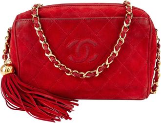 Chanel Crossbody Bags - Chanel Quilted Suede Leather CC Camera Crossbody B - Gr. unisize - in Rot - f&uuml;r Damen