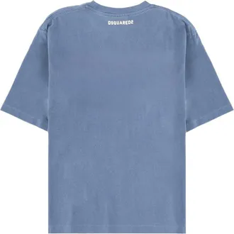 Dsquared2 Embroidered Cotton T-Shirt - Blue