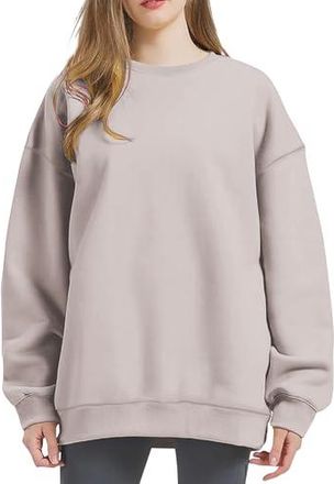 Generic Sweat-shirt de Noël uni et confortable pour femme - Tendance - Couleur unie - Pull à manches longues pour fête quotidienne - Cadeau de Noël, kaki, XXL