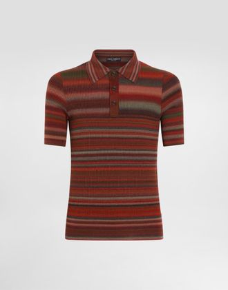 Dolce & Gabbana Poloshirt Aus Wolle Mit Streifen - Mann Strickwaren Rot 48