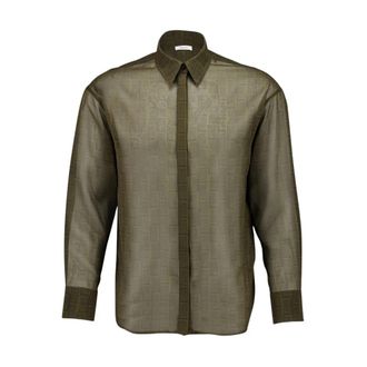 Ferragamo Luxuri&ouml;ses Olivgr&uuml;nes Monogramm Seidenhemd - - Blouses & Shirts - Damen - Gr&uuml;n - XS