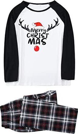 Generico Ensemble de Pyjama de No&euml;l dHiver Deux Pi&egrave;ces Pyjama Col Rond Assorti Couple Pyjamas de No&euml;l pour Enfants Enfant Confortable V&ecirc;tements de Nuit Coton M