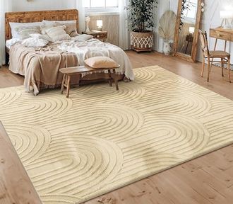 Paco Home Tapis Salon Chambre Adulte Poils Ras Motif Scandinave Motif Boho Motif Geometrique, Dimension:240x340 cm, Couleur:Beige 4