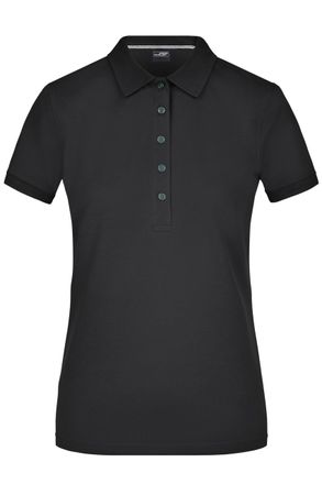 James & Nicholson Damen Pima Polo - Tailliertes Poloshirt aus exklusiver Pima-Baumwolle | Farbe: black | Gr&ouml;sse: M