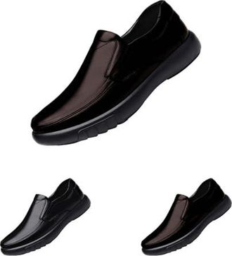 Generic Mocassins décontractés pour homme - Coupe large - Confortables - En cuir synthétique - Pour la marche, les affaires, les mariages, les fêtes, marron, 