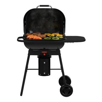 Barbecook Magnus Comfort Holzkohlegrill BBQ mit Gusseisenrost und Seitentisch, Grillen f&uuml;r 14 Personen, 85x64x110cm, Schwarz