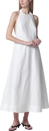 R&oacute;he Femme, Robes, Beige, Taille: 38 FR Robe Halter en Coton Textur&eacute;