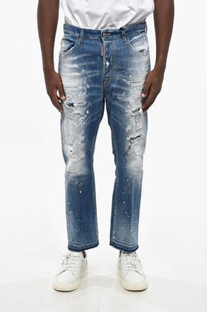 Dsquared2 Bleached Jeans BRO with Suede Logo Patch 19cm Dsquared2