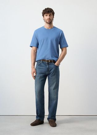 Mango T-shirt 100 % coton regular-fit bleu porcelaine - Homme - XXL - MANGO MAN