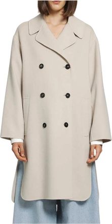 Max Mara Doppelreihiger Wollmantel in Midi-L&auml;nge - - Coats - Damen - Beige - XS