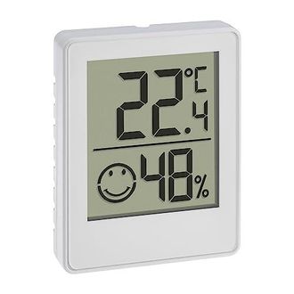 TFA Dostmann Digitales Mini Thermo-Hygrometer, 30.5039.02, Raumthermometer, Temperatur und Luftfeuchtigkeitsmessger&auml;t, mit Smiley Komfortzonen, wei&szlig; (1)