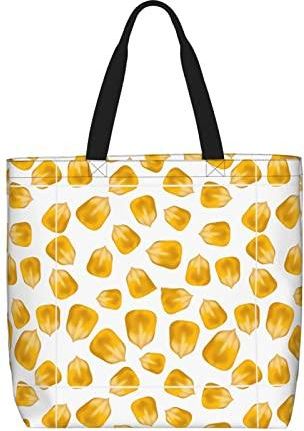 Generic Sac De Courses Motif D&Eacute;pis De Ma&iuml;s Frais Et M&ucirc;rs Femmes Sac &Agrave; Bandouli&egrave;re R&eacute;utilisable De Grande Capacit&eacute; Sacs &Agrave; Main, Pour Femmes, &Eacute;cole, Voyage, Fil