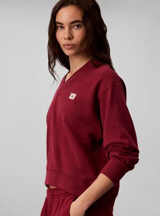 Calvin Klein Jeans Sweatshirt LS TERRY WOVEN LABEL VNK SWEATSH Regular fit mit V-Ausschnitt