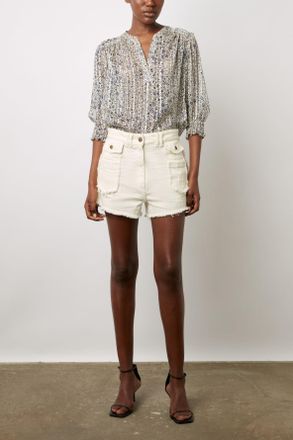 Gerard Darel Blouse &agrave; fleurs et lurex - ANGE - Ecru