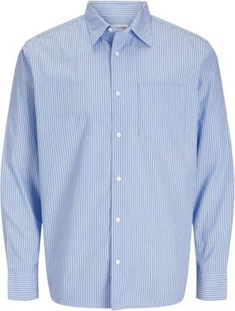 Jack & Jones Jjecody Ls Sn T-Shirt en Popeline Chemise à Manches Longues, Bleu Ciel, S Hommes