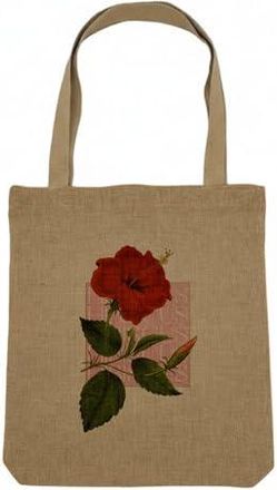 Fabulous Sac Shopping Tote Bag Aspect Lin - Hibiscus Plante Botanique Collage Nature Fleurs Vintage Illustration Retro Zoomer - Sac de Courses Toile Epaisse 36