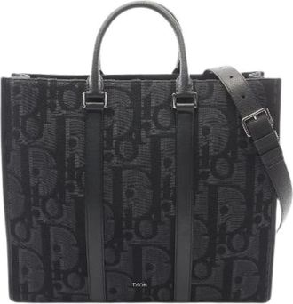 Dior Pre-owned Maxi Oblique East West 2Way Tote Bag - Homme - Pre-owned - Noir - Taille: ONE Size