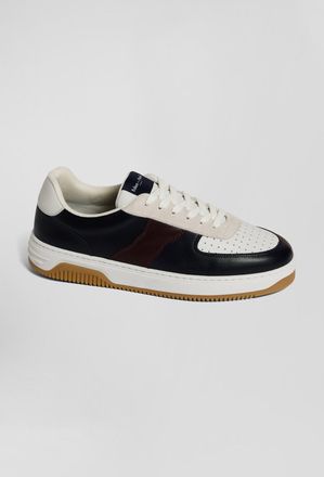 Eden Park Baskets En Cuir Bleu Marine Et Bordeaux
