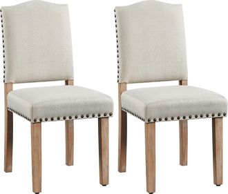 Yaheetech 2er Set Esszimmerstühle Stühle gepolstert, Modern Küchenstuhl bequemer Polsterstuhl, belastbar bis 136 kg, fürs Esszimmer/Küche/Wohnzimmer, beige
