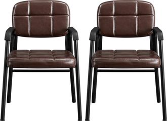 Yaheetech Besucherstühle Wartezimmerstühle Gästestühle mit Armlehne und Lehne, Konferenzraumstühle Wohnzimmerstuhl Polsterstuhl Esszimmerstuhl Kunstleder für Wo