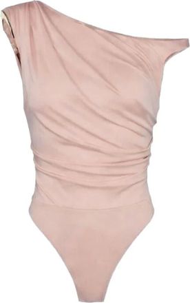 Elisabetta Franchi Femme, Tops, Beige, Taille: 40 FR Body en jersey avec d&eacute;tail bijou &agrave; l&eacute;paule