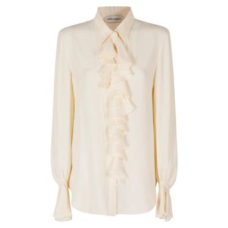 Alberta Ferretti Crepe de Chine Hemdbluse - - Blouses & Shirts - Damen - Beige - M