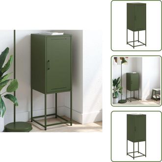vidaXL Highboard Olivgr&uuml;n 36x39x107 cm Stahl - Industrielles Design - Highboard - Regal - Aufbewahrung - Wohnraum